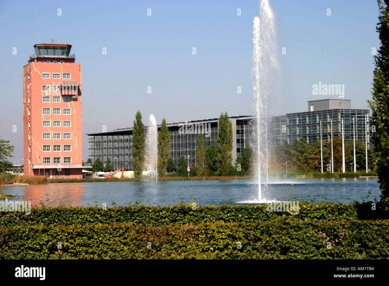 Trade Fair Centre Munich Muenchen Riem and old airport tower Bavaria ...