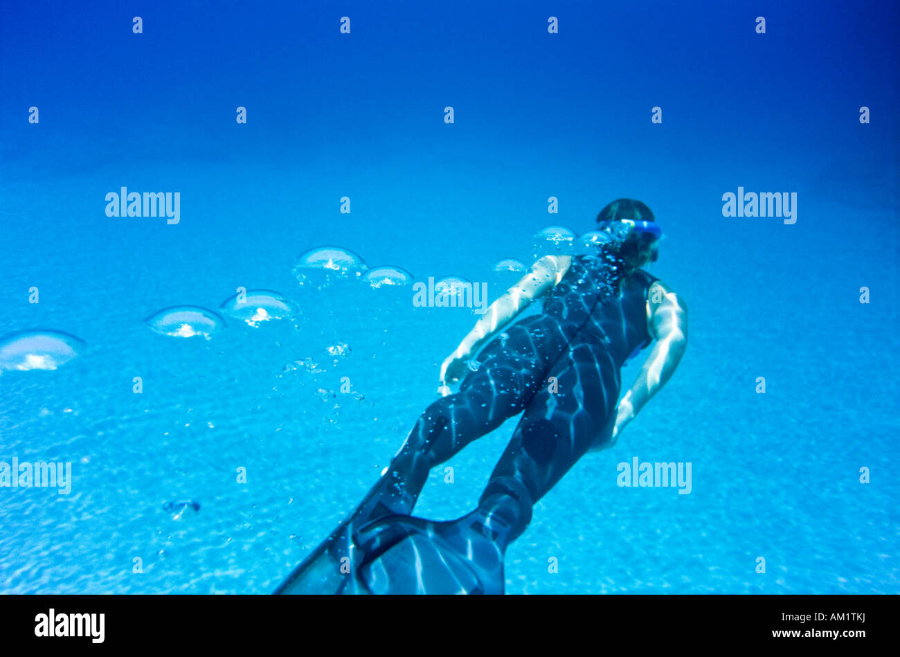 Woman snorkeling, Crete, Greece Stock Photo - Alamy