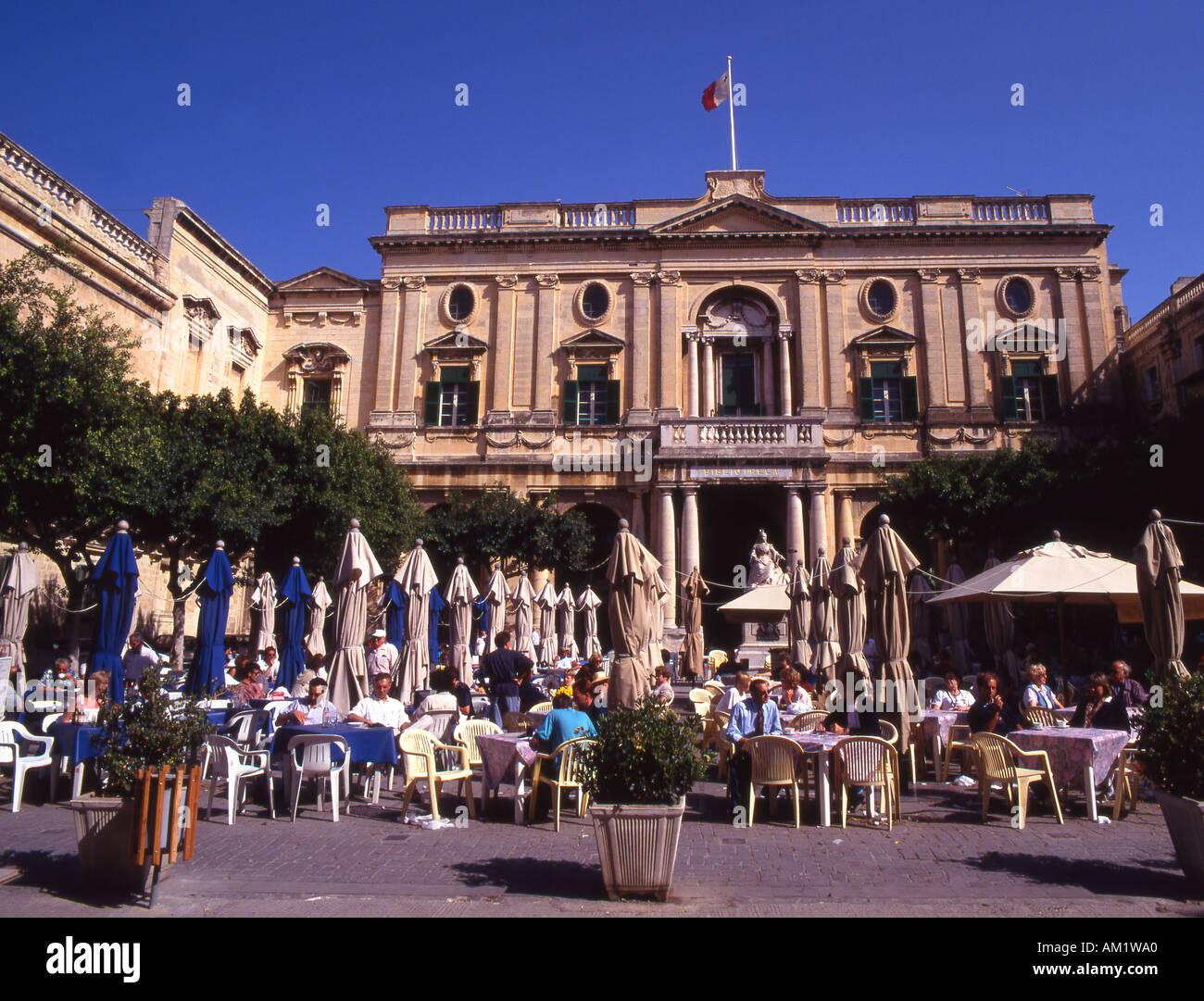 Malta Valletta Republic Square Stock Photo - Alamy