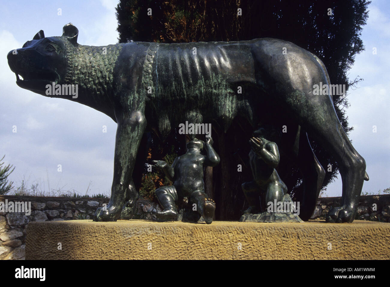 Replica of Roman statue of Romulus and Remus in Roman wall TARRAGONA ...