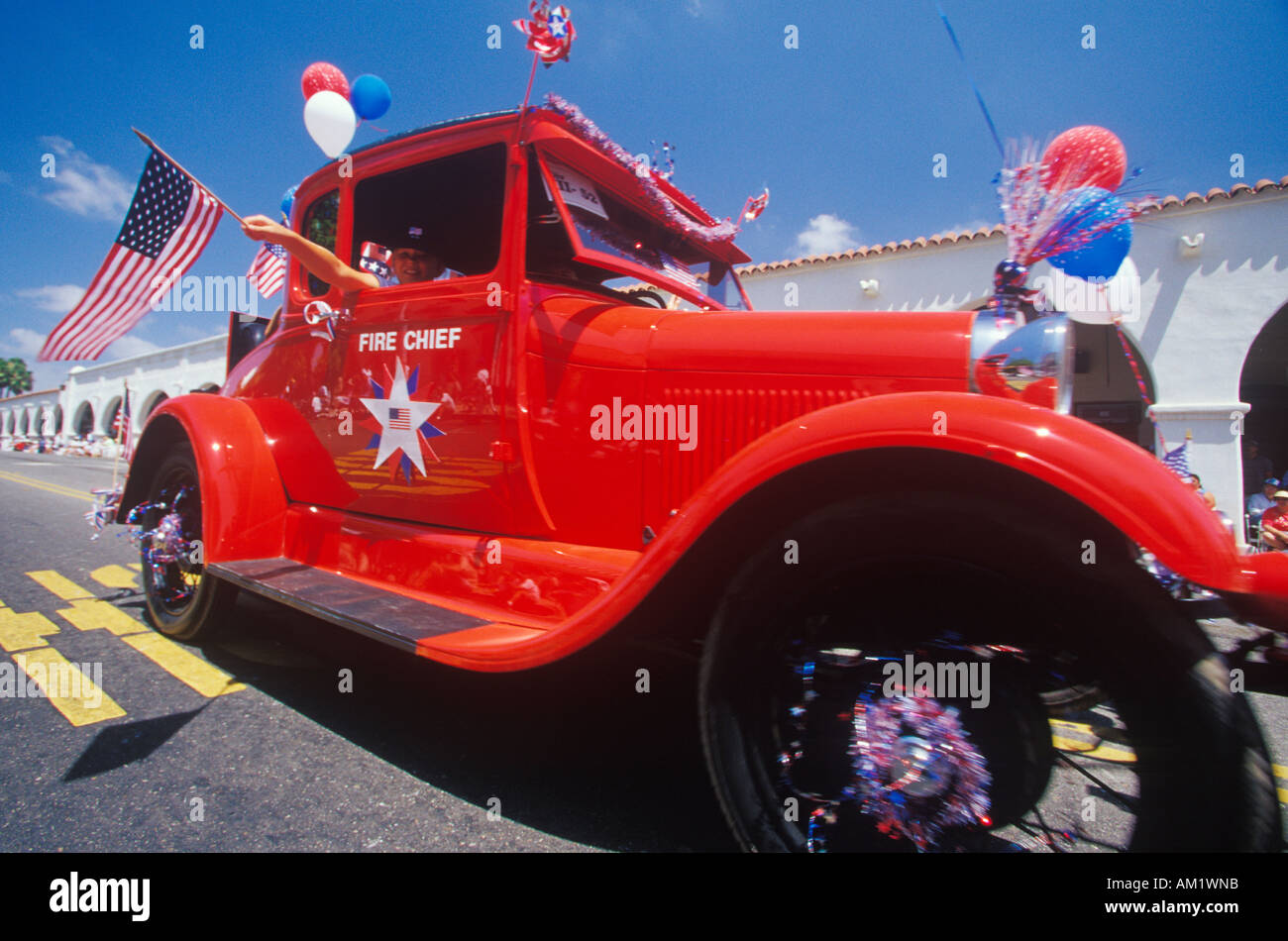 Antique Fire Chief Car in July 4th Parade Ojai California Stock Photo ...