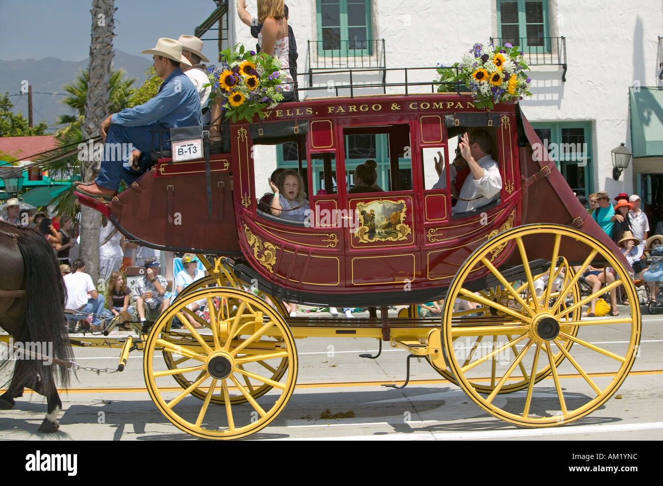 Stagecoach during opening day parade down State Street Santa Barbara CA ...
