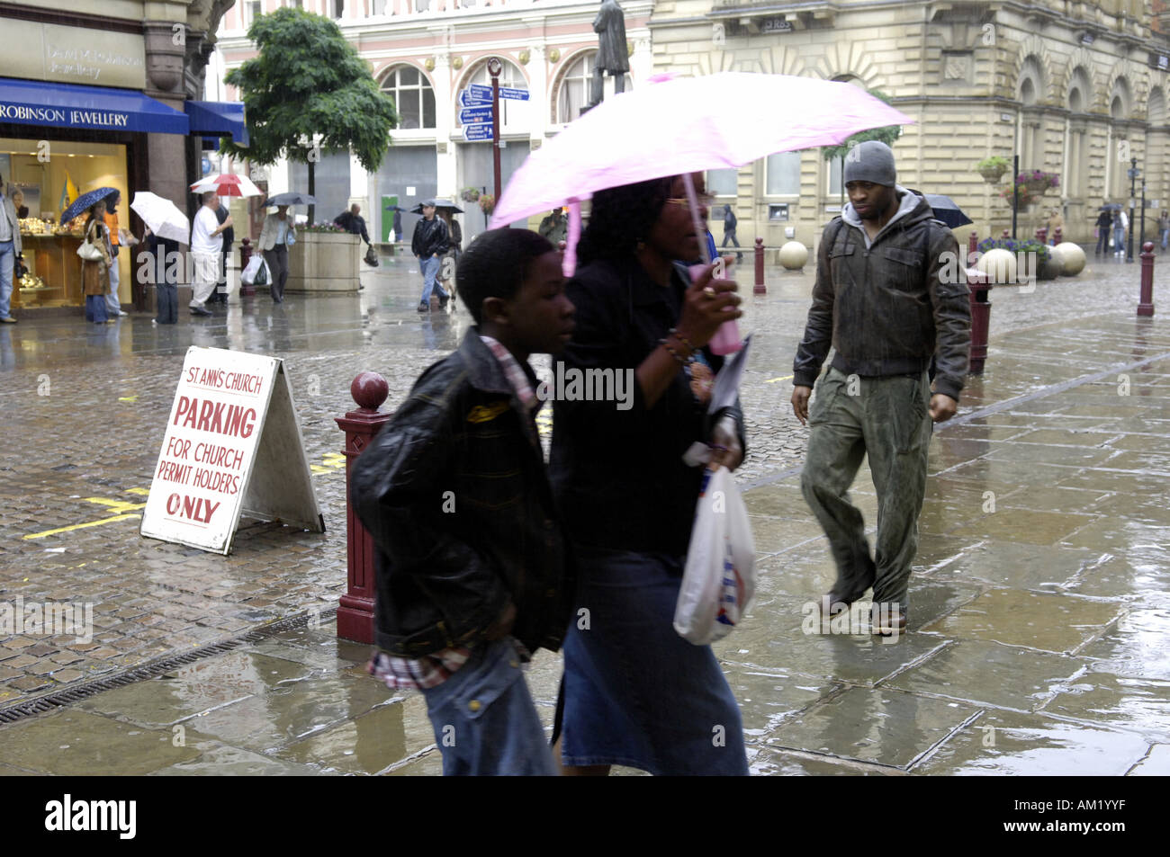 rainy rainy saint anns square manchester england north northern day ...
