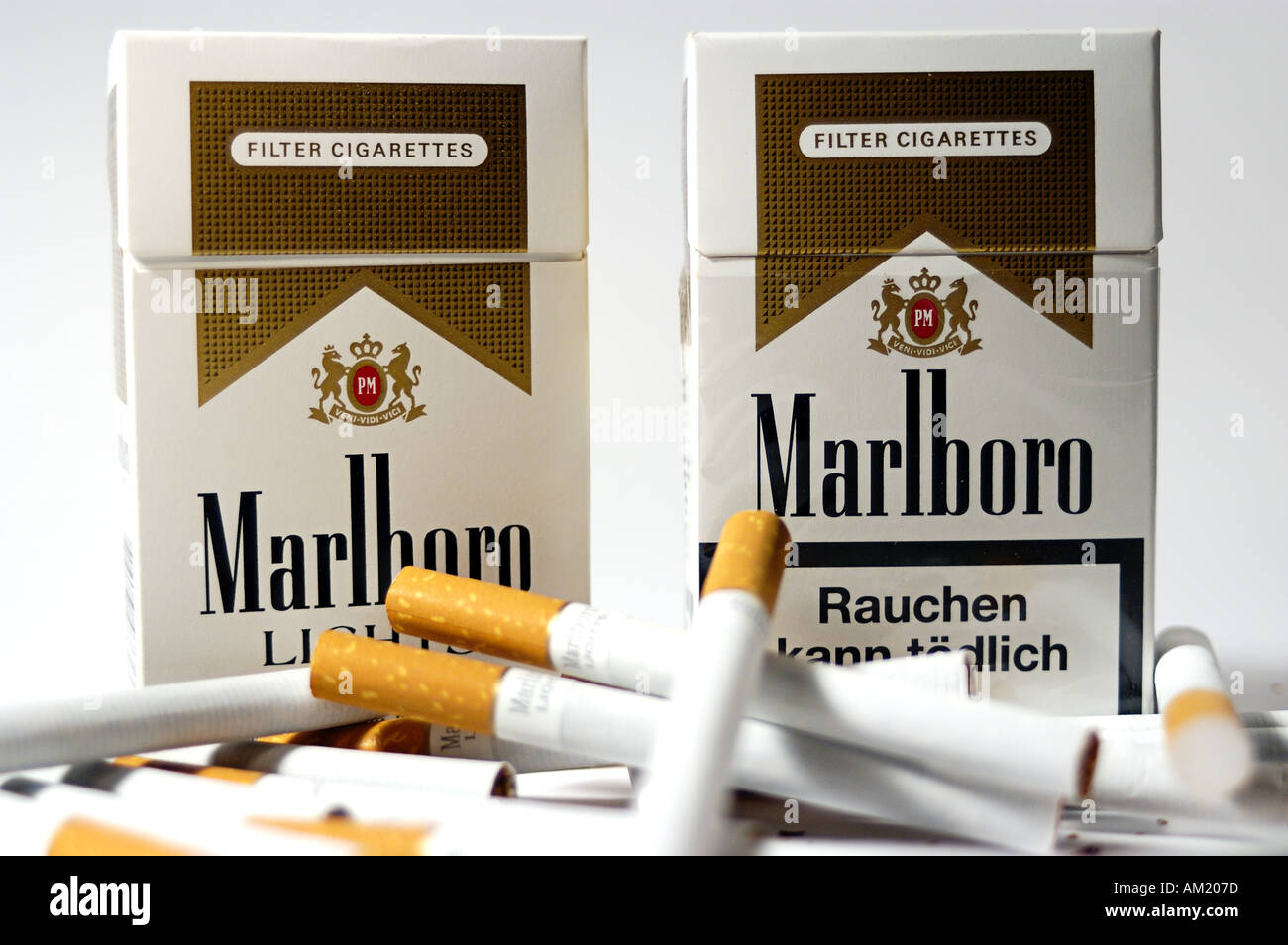 Two Packages of cigarettes with and without the new Warning Label Stock ...