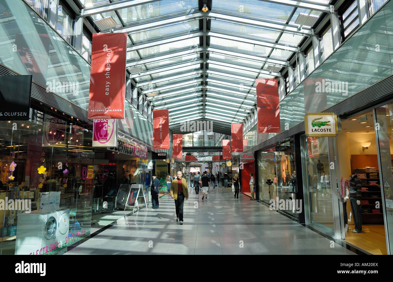 Shopping arcade with glass roof, Rathausgalerie, Innsbruck, Tyrol ...