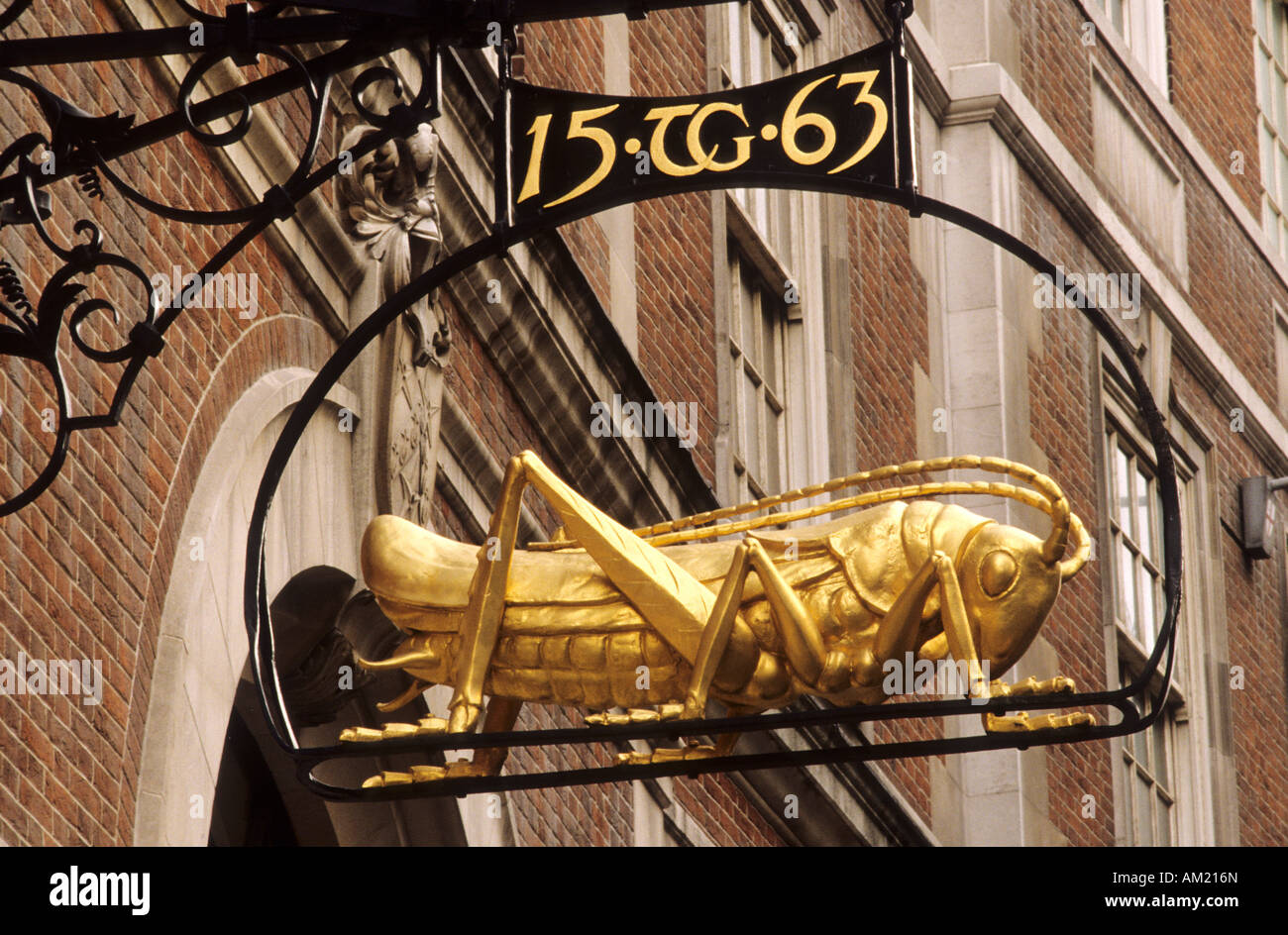 Lombard Street Martins Bank sign grasshopper Stock Photo - Alamy