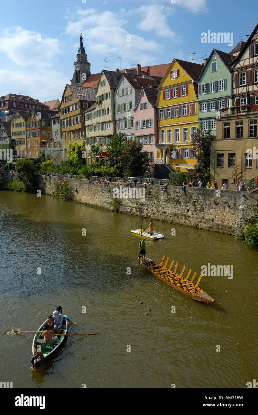 Neckar waterfront, Tuebingen, Baden-Wuerttemberg, Germany, Europe Stock ...