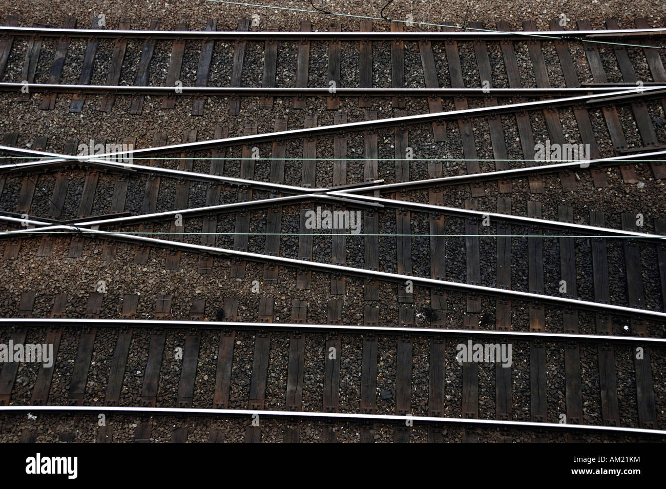 Railroad tracks from above Stock Photo - Alamy