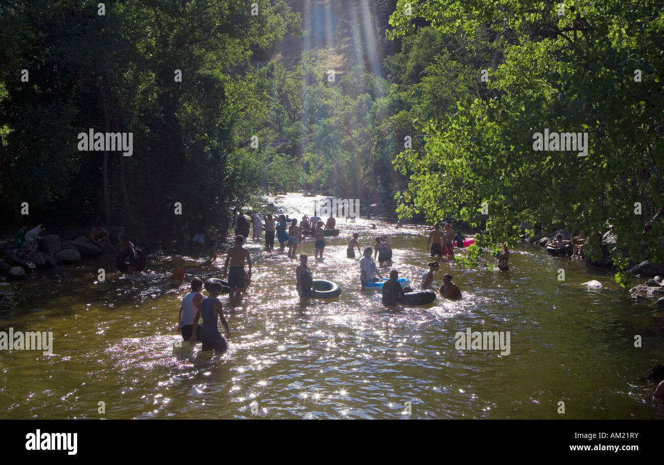 People in Boulder Creek on hot Summer day, Boulder, Colorado, USA Stock ...