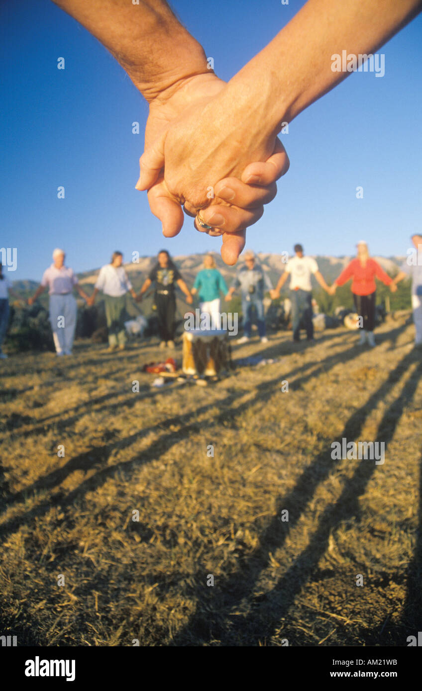 People Holding Hands Sunset Ceremony for Earth Big Sur California Stock ...