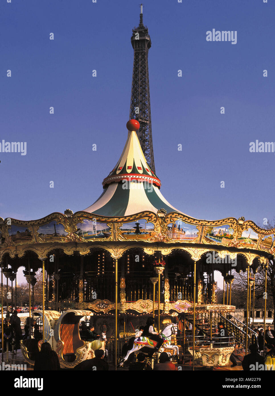 france paris eiffel tower carousel Stock Photo - Alamy