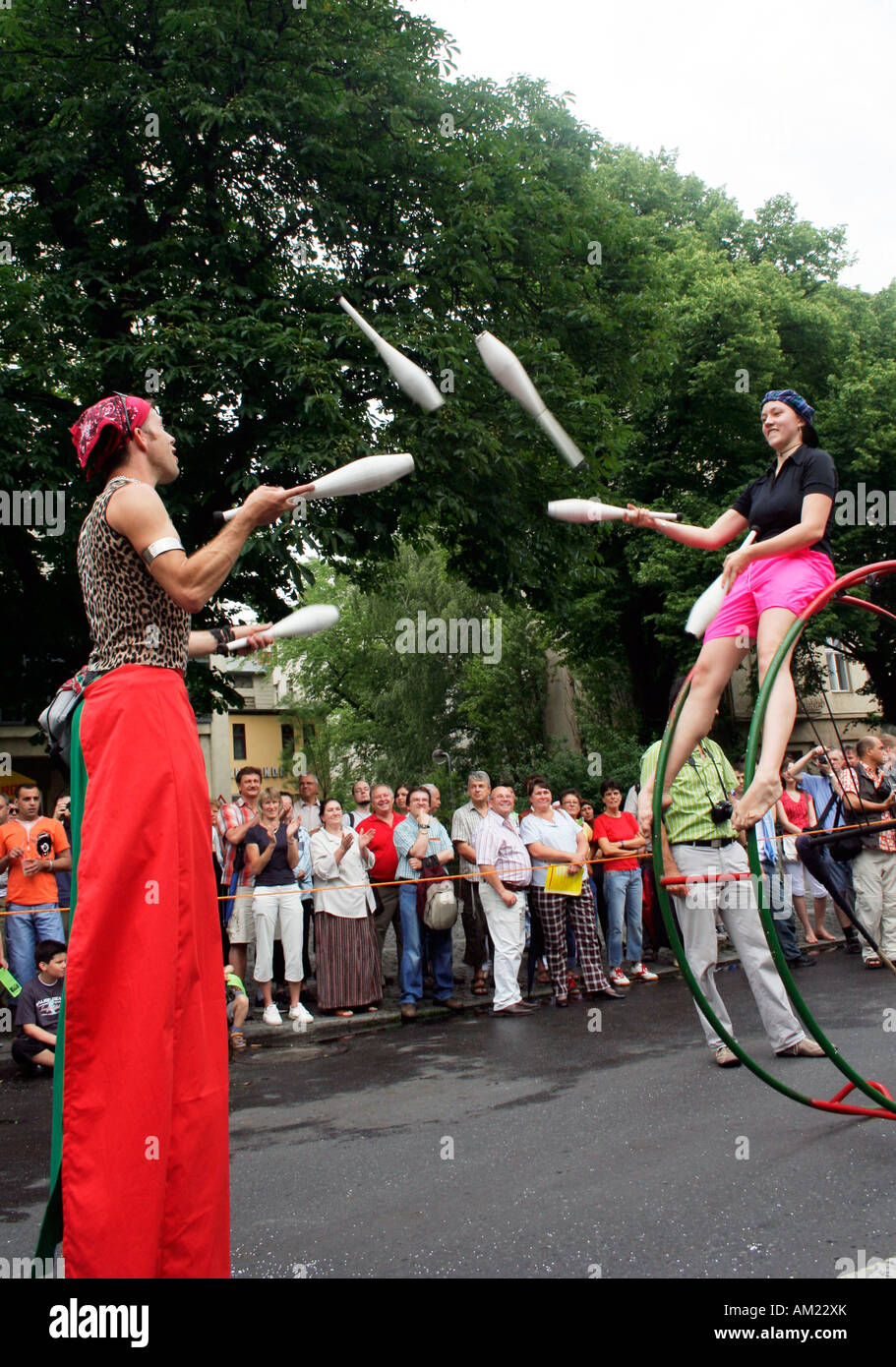 Jugglers at the carnival of the cultures, Kreuzberg, Berlin, Germany ...