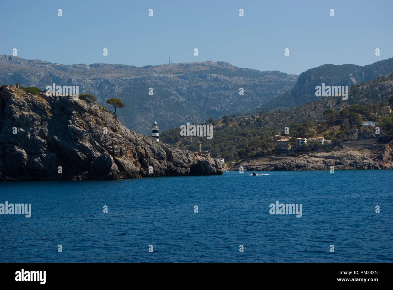 Rocky north coast of Mallorca island with lighthouses, Spain Stock ...