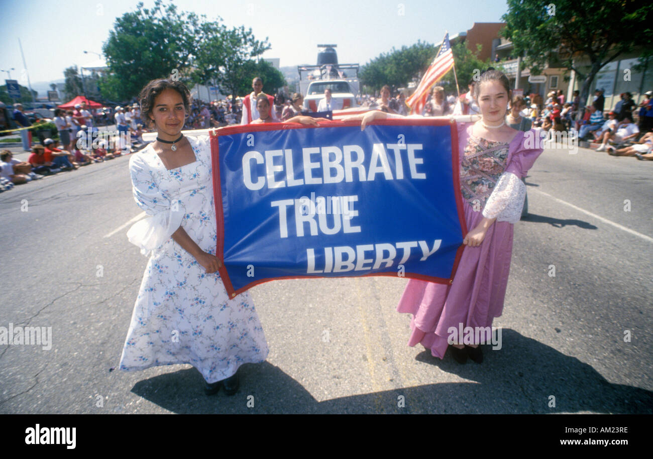 Young Girls Marching in July 4th Parade Pacific Palisades California ...