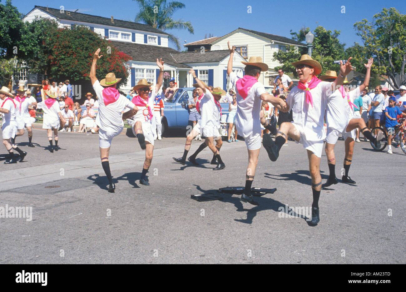 Marchers Dancing in July 4th Parade Pacific Palisades California Stock ...