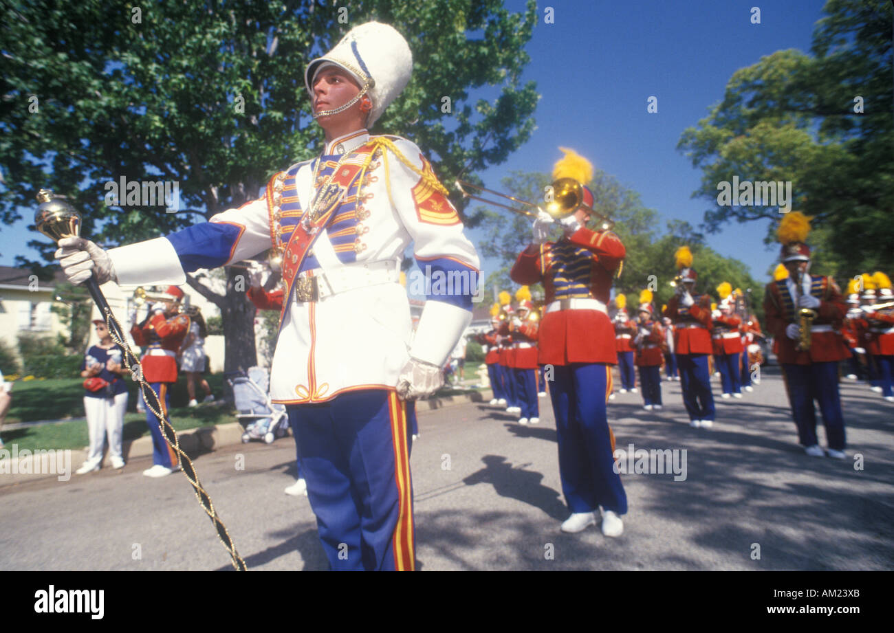 Marching Band in July 4th Parade Pacific Palisades California Stock ...