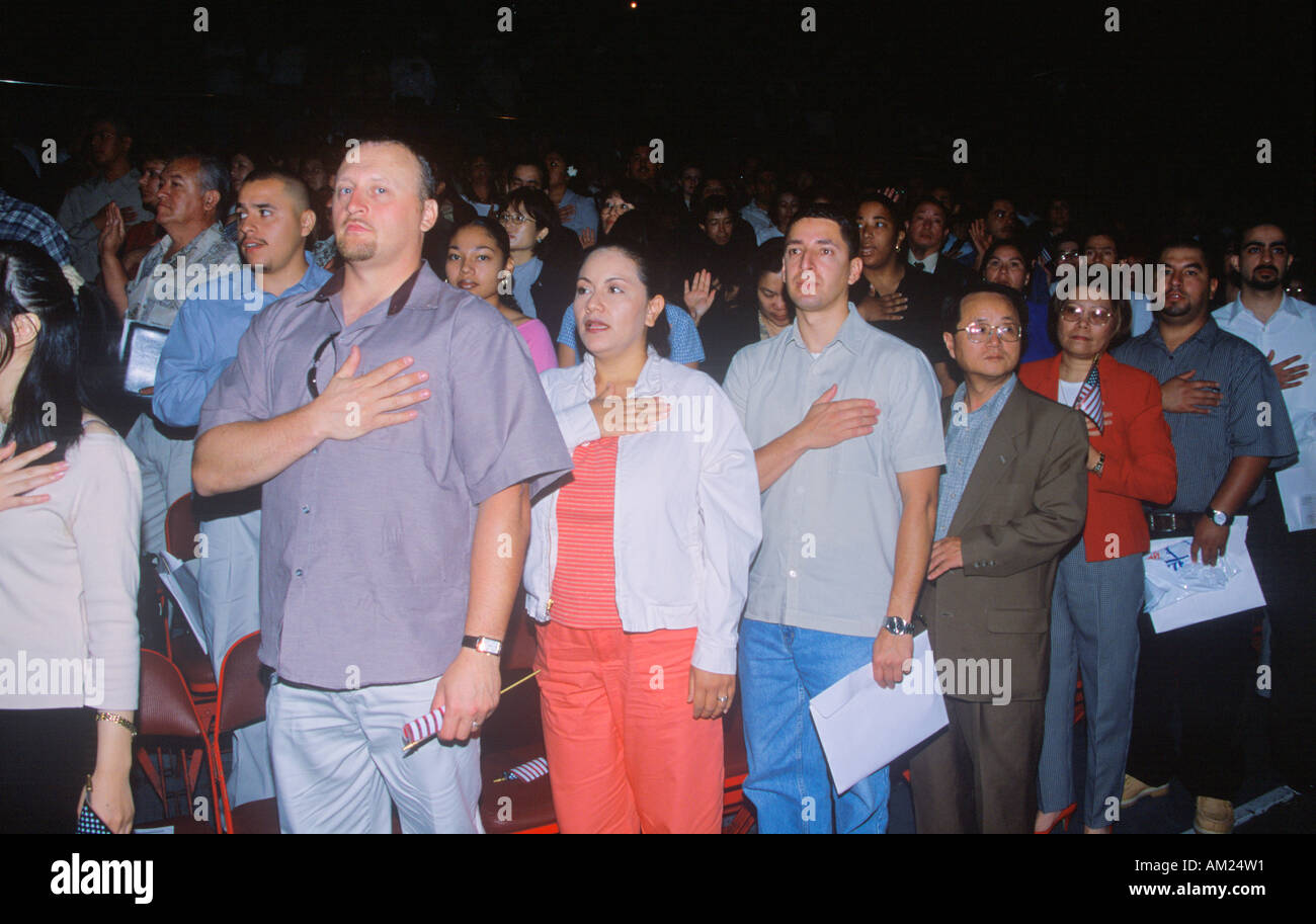 Immigrants Taking Pledge of Allegiance Los Angeles California Stock ...