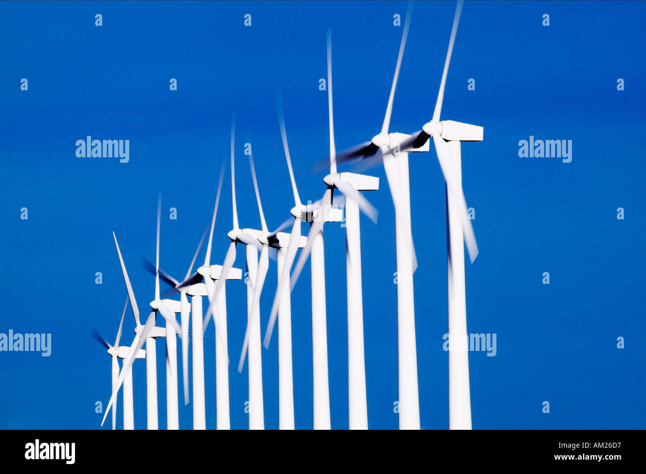 Row of Wind Turbines Stock Photo - Alamy