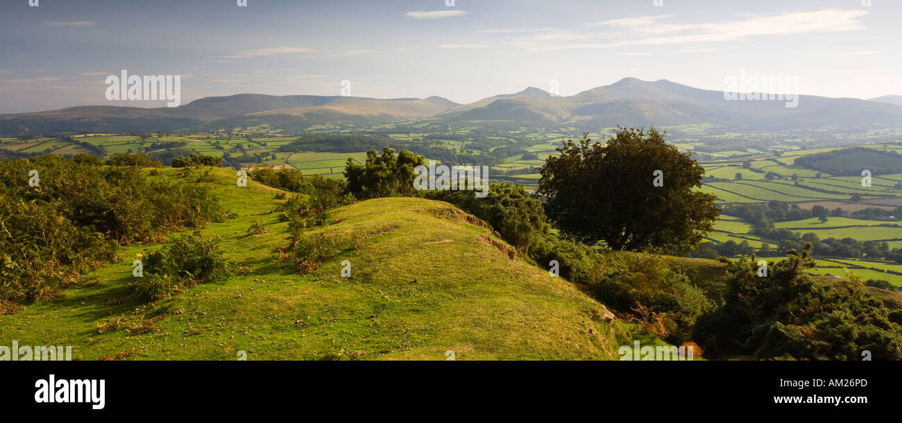 Pen y Crug hillfort overlooking the Usk valley Brecon Beacons National ...