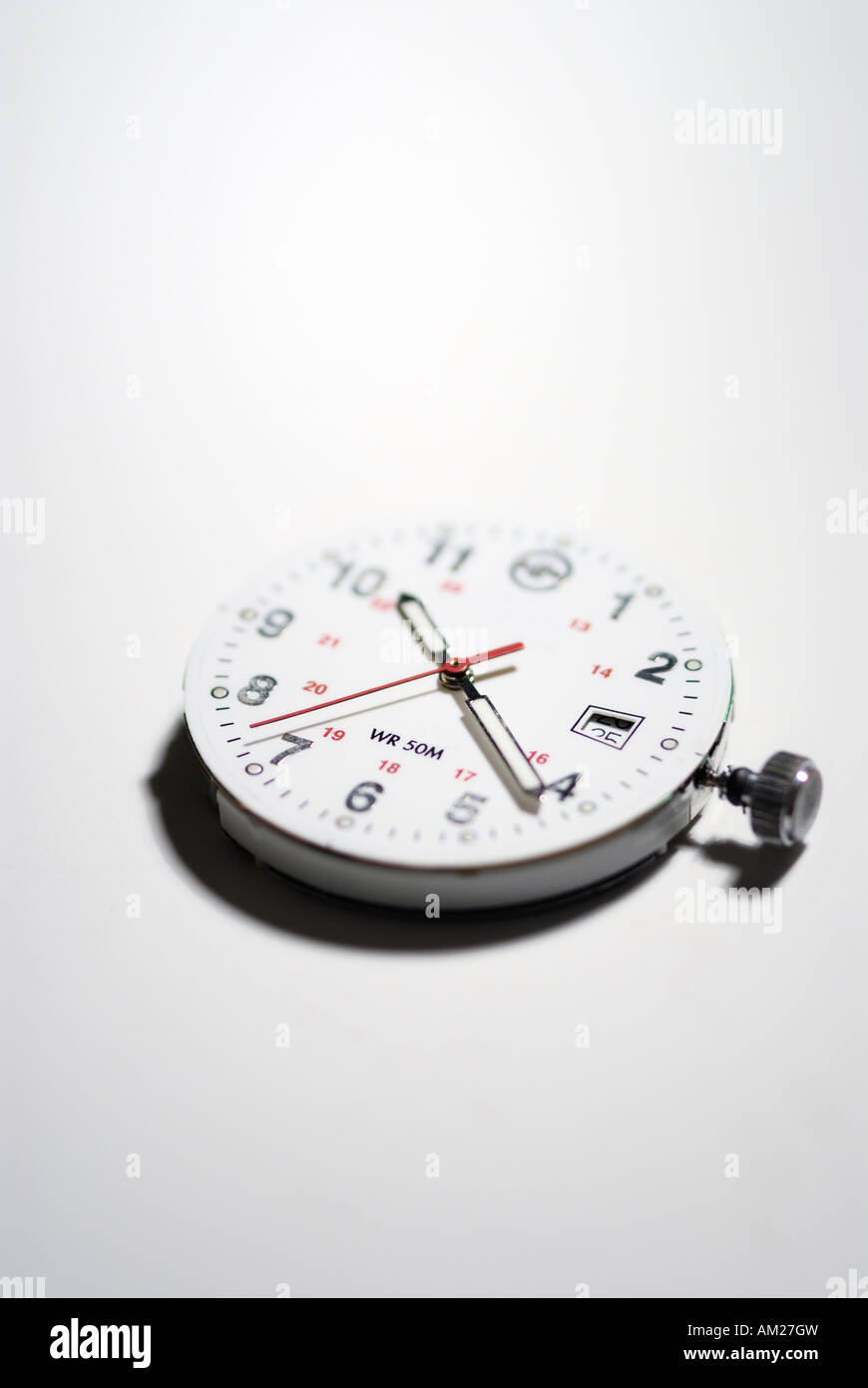 Watch face with red second hand Stock Photo - Alamy