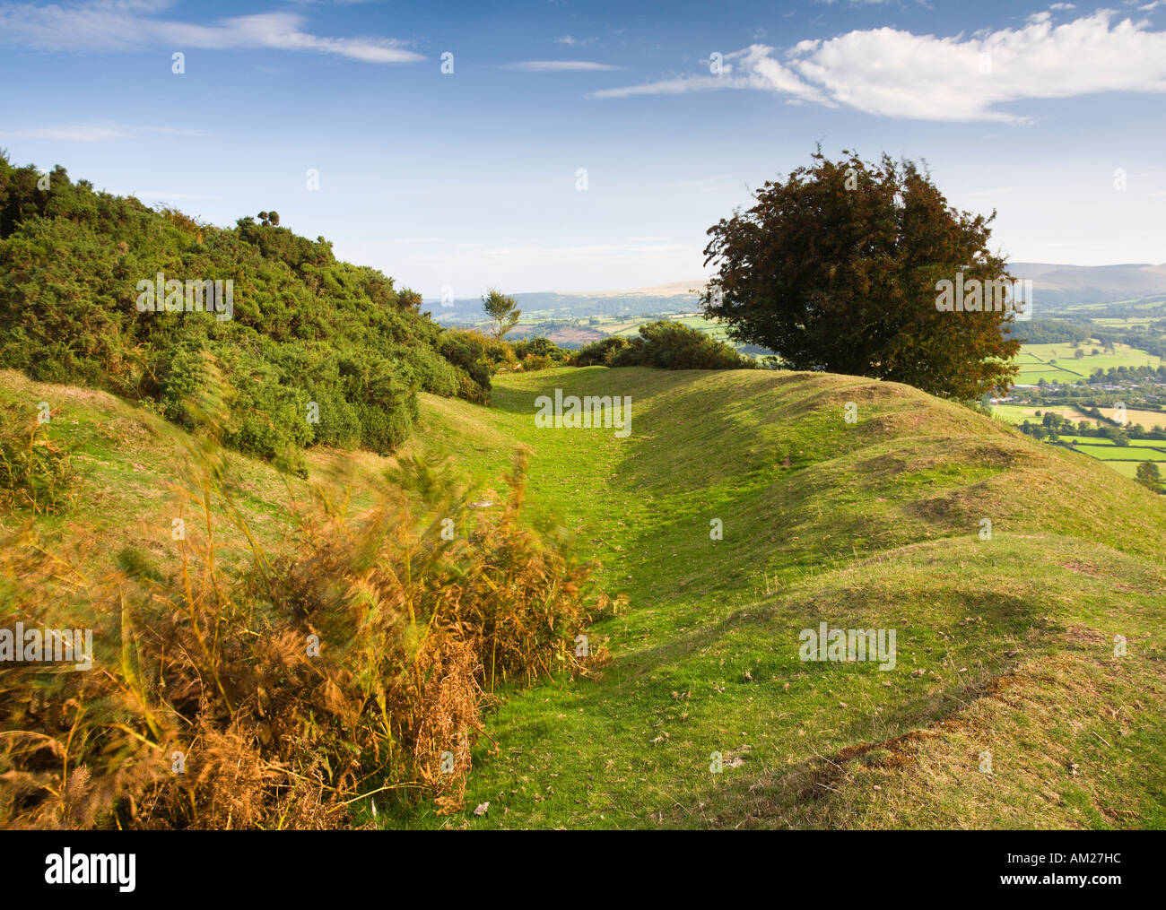 Pen y Crug hillfort overlooking the Usk valley Brecon Beacons National ...