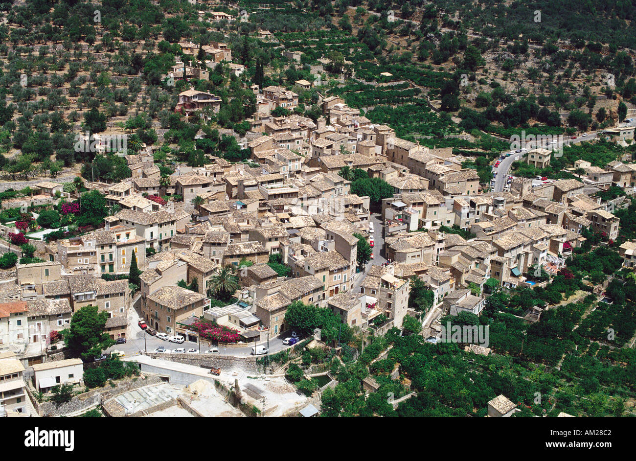 Fornalutx Soller valley Aerial View Mallorca Majorca Spain Europe ...