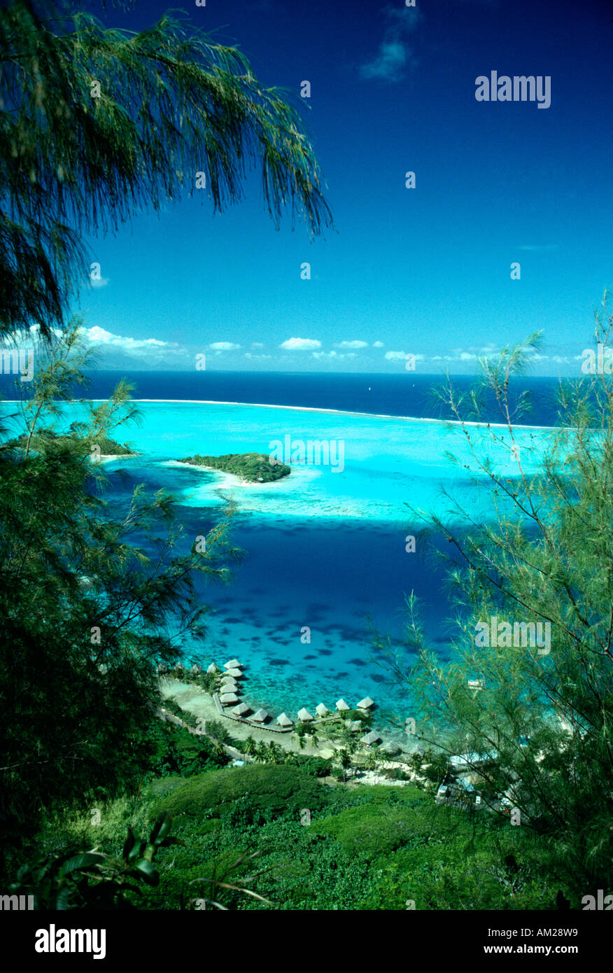 PACIFIC ISLANDS French Polynesia Bora Bora Aerial view over lagoon ...