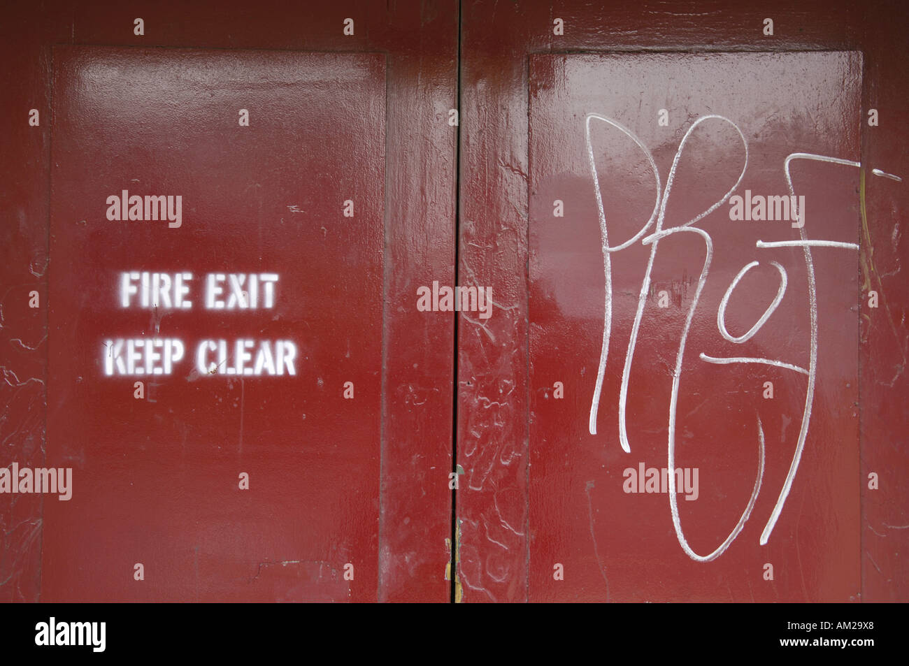 red fire doors fire exit keep clear nightclub back rear graffiti bury ...