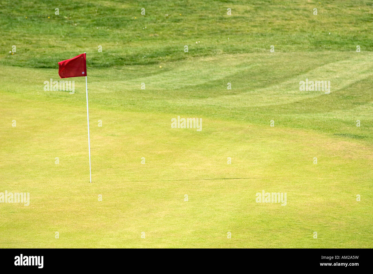 putting green with flag of golf course Stock Photo - Alamy