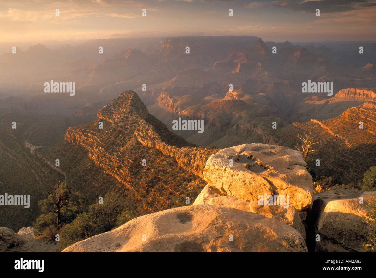 Sunset and storm clouds light layer rock color Grandview Point South ...