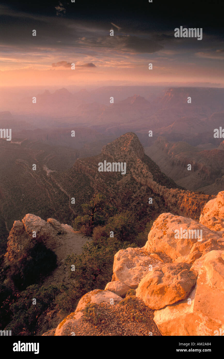 Sunset and storm clouds light layer rock color Grandview Point South ...