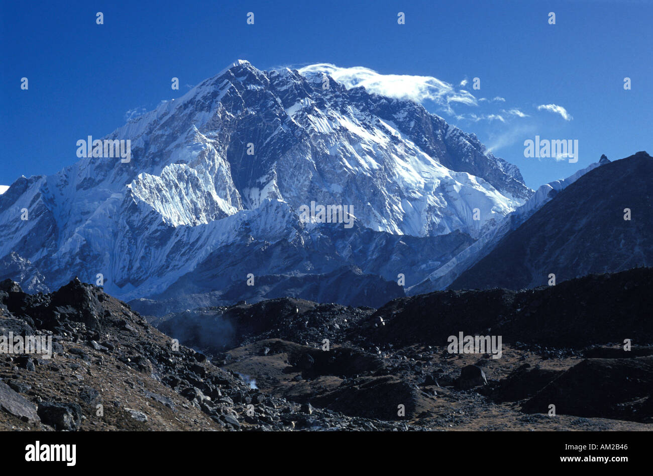 Mount Everest Nuptse from Lobuje Trekking in the Nepalese Himalayas ...