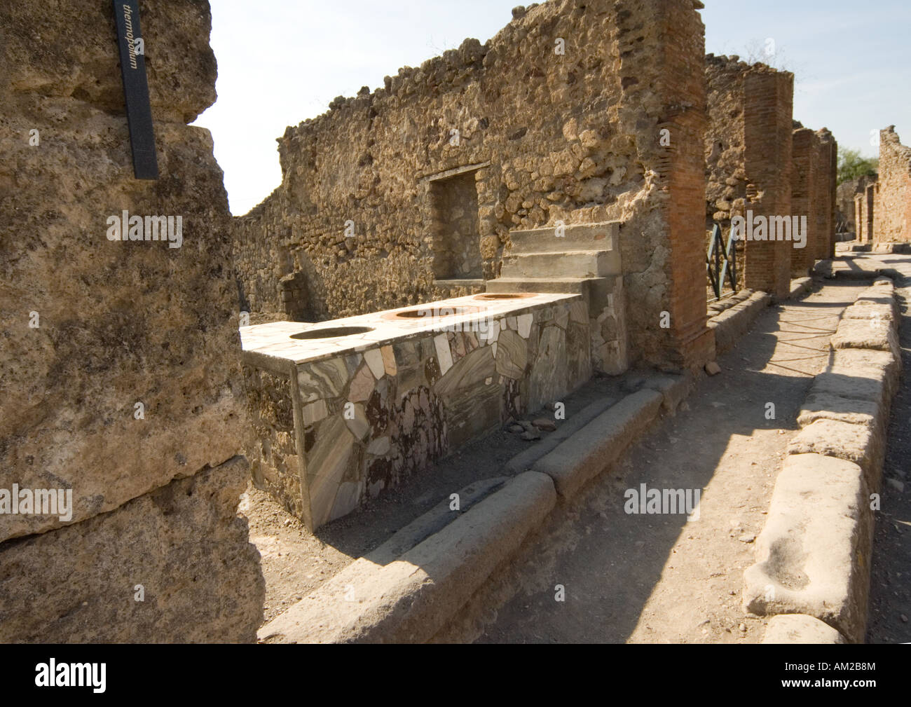 Thermopolium, snack bar part of ancient ruins of Pompeii, Italy Stock ...