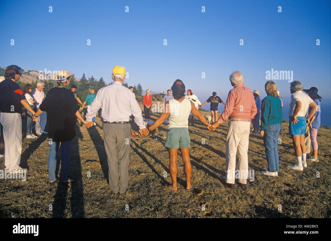 A sunset ceremony for an earth new age gathering in Big Sur California ...