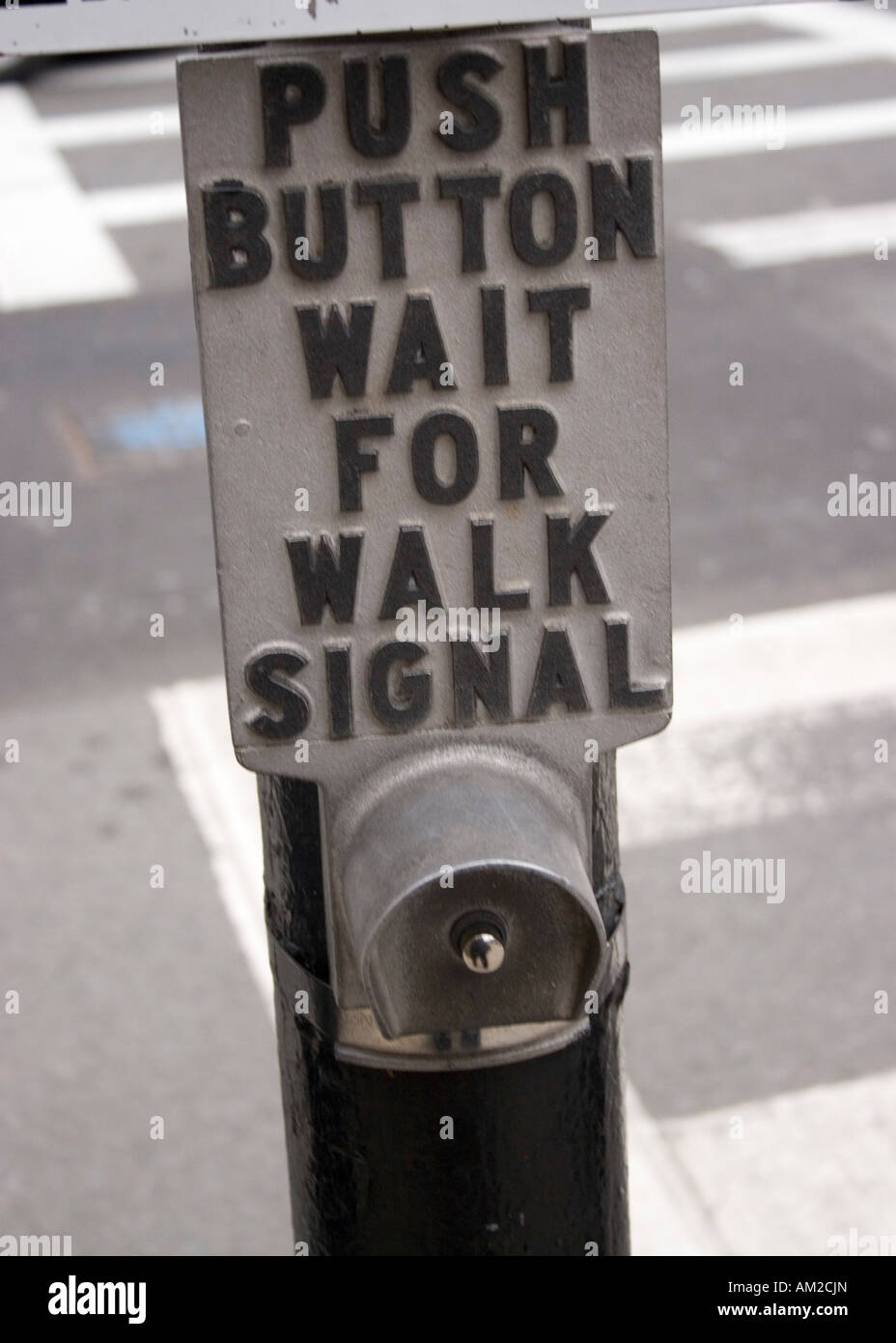 Walk Signal button and sign on side of street in Boston, Massachusetts ...