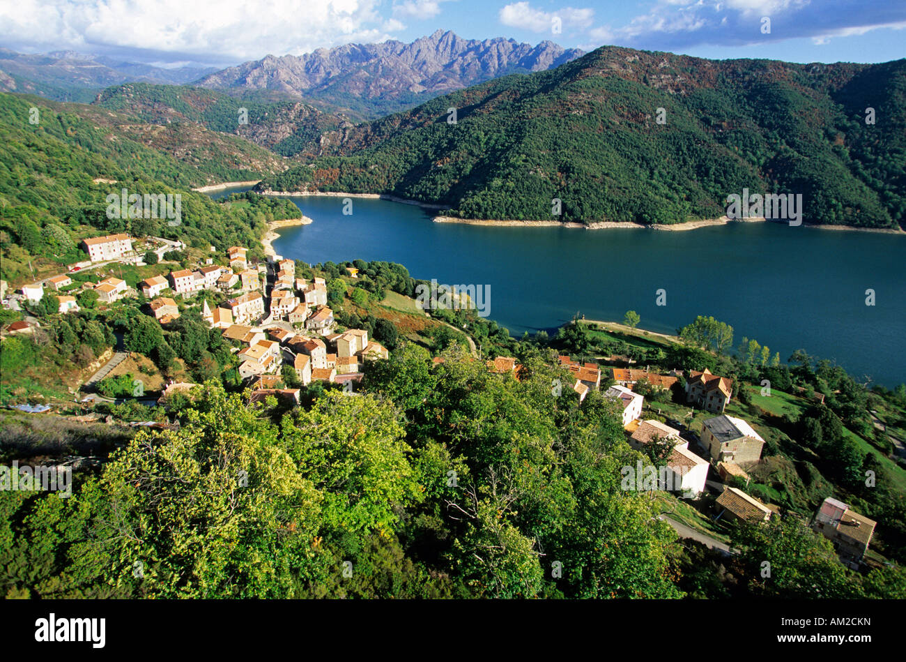 France, Corse du Sud, Prunelli Valley, Tolla village at the edges of ...