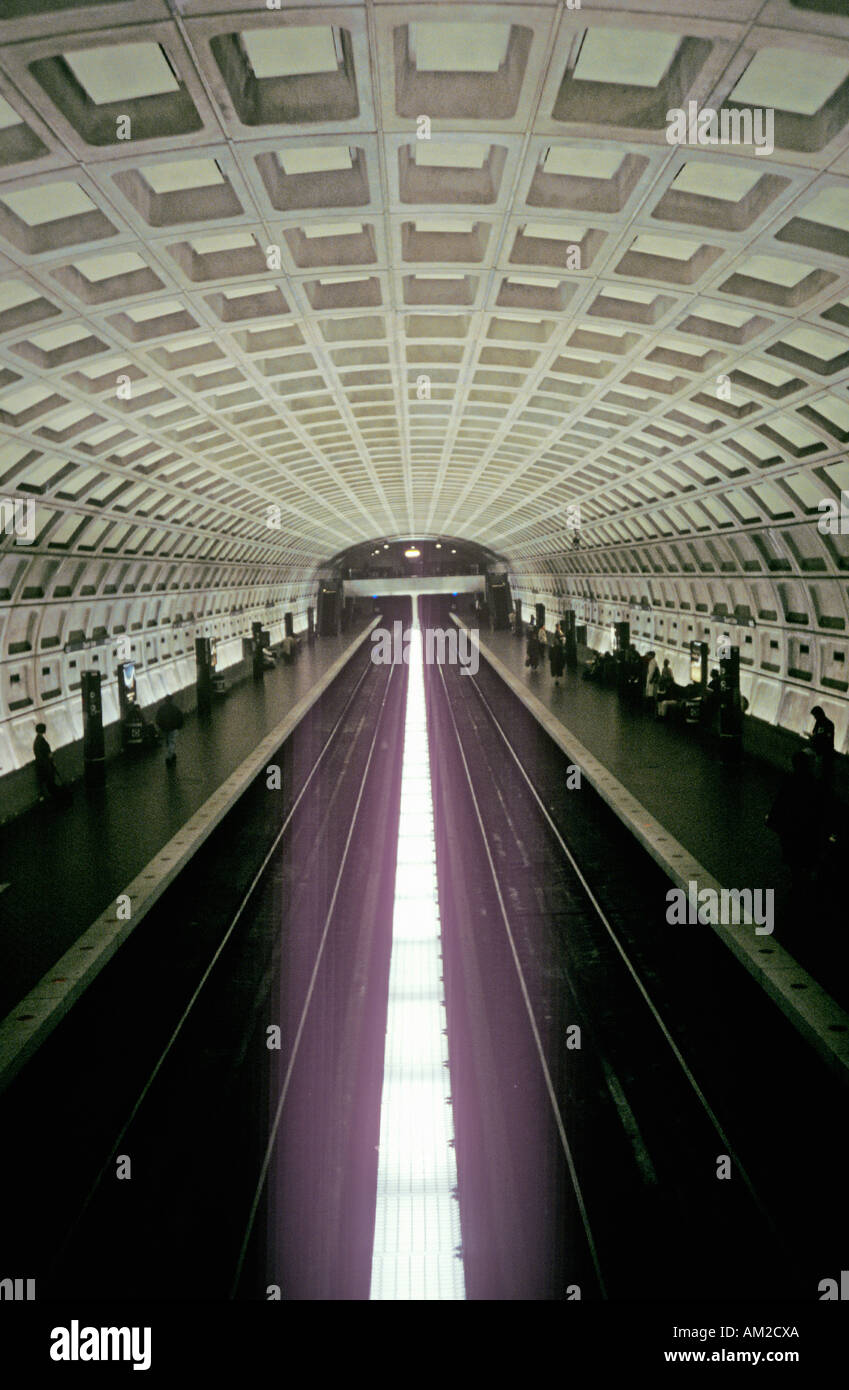 An underground subway platform for the Metro Rail mass transit system ...