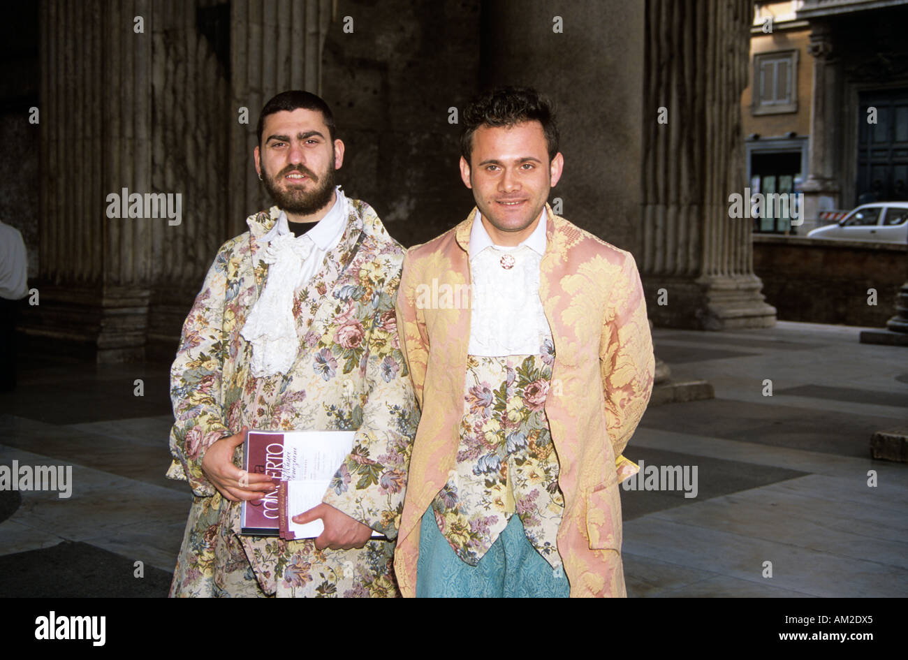 Italian opera singers in costume outside the Pantheon, Rome, Italy ...