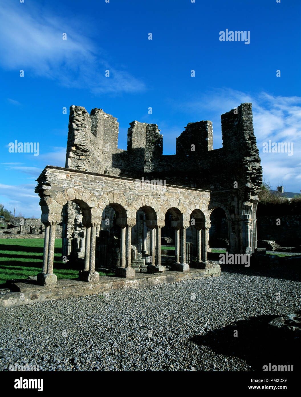 old ruined religious abbey in the irish landscape Stock Photo - Alamy