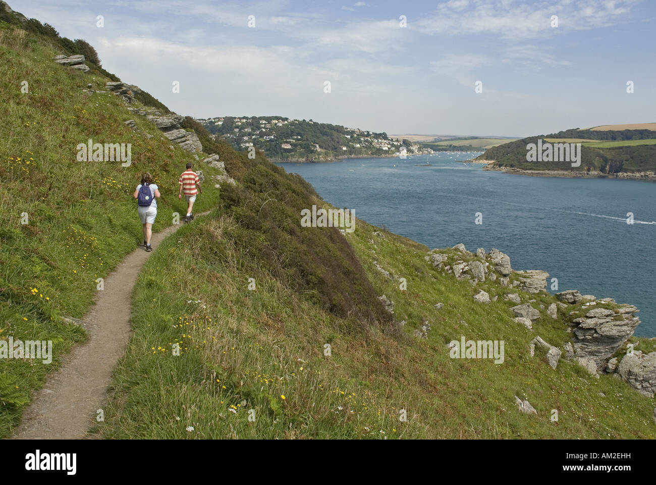 South West Coast Path below Sharp Tor and approaching Salcombe, Soth ...