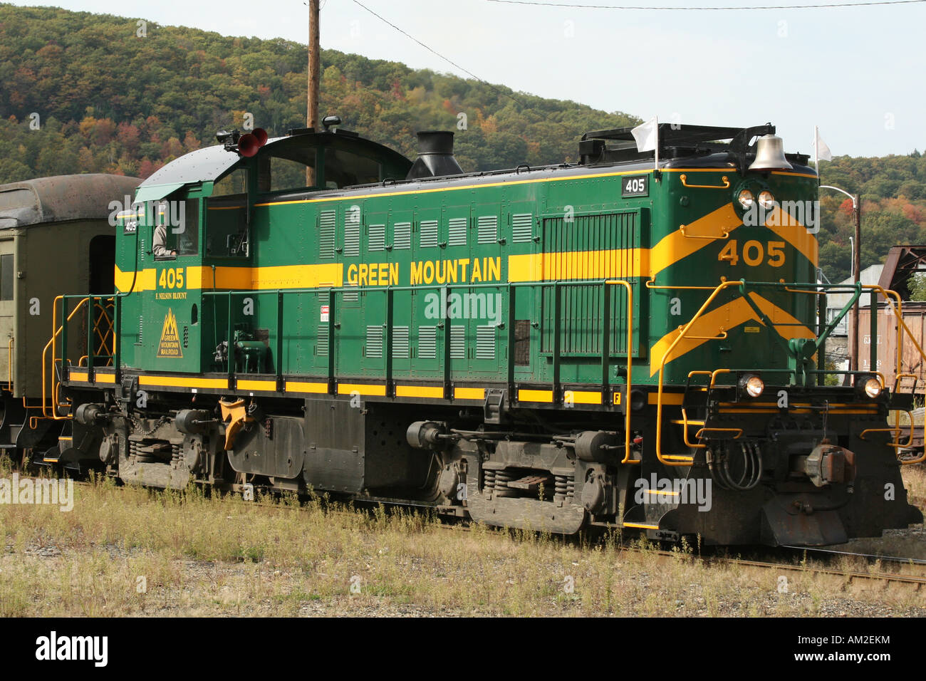 Locomotive on Green Mountain Flyer Tourist Train bellows Falls Vermont ...