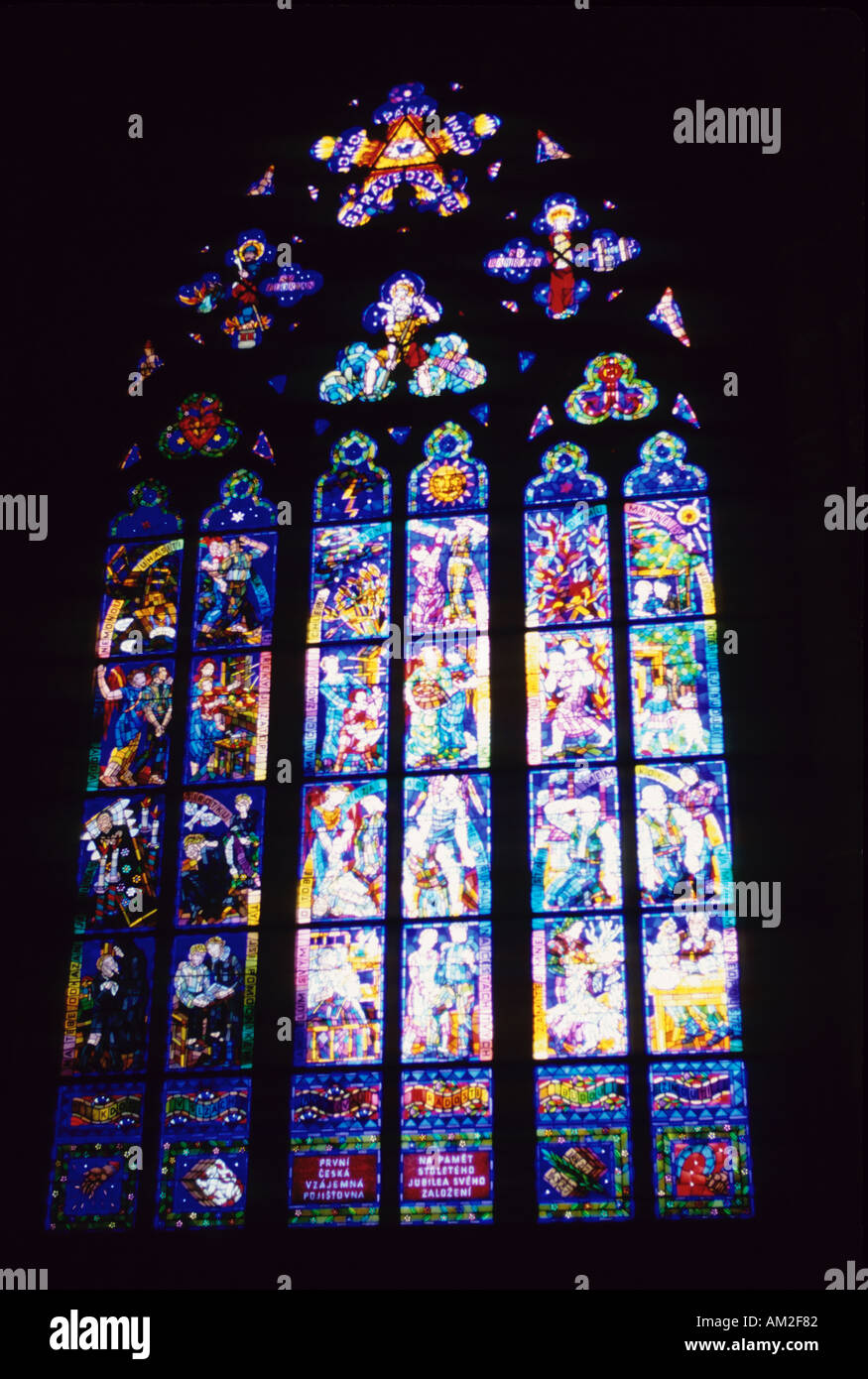 Stained Glass window in St Vitus s Cathedral Prague Castle Prague Czech ...