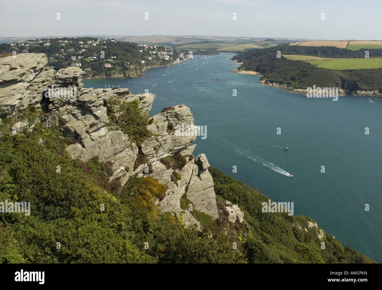 Looking north from Sharp Tor across The Bar towards Salcombe, South ...