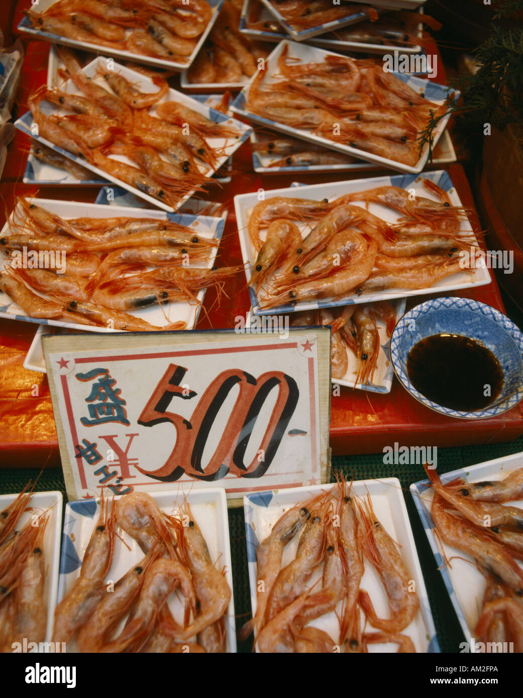 JAPAN Honshu Tokyo Food Seafood Markets Cooked prawns for sale in the ...