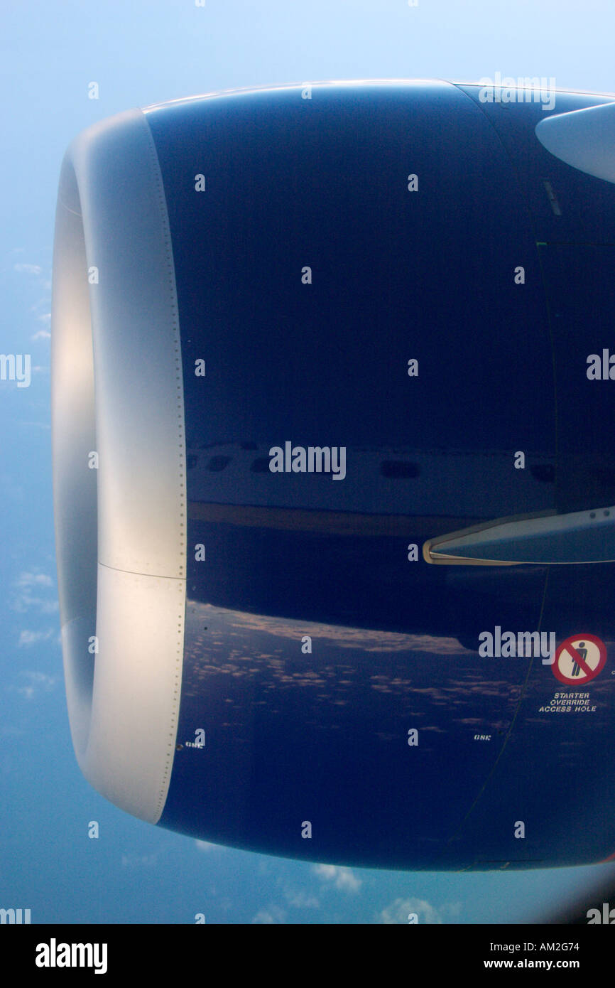 Sky and aeroplane reflected in dark blue jet engine Stock Photo - Alamy