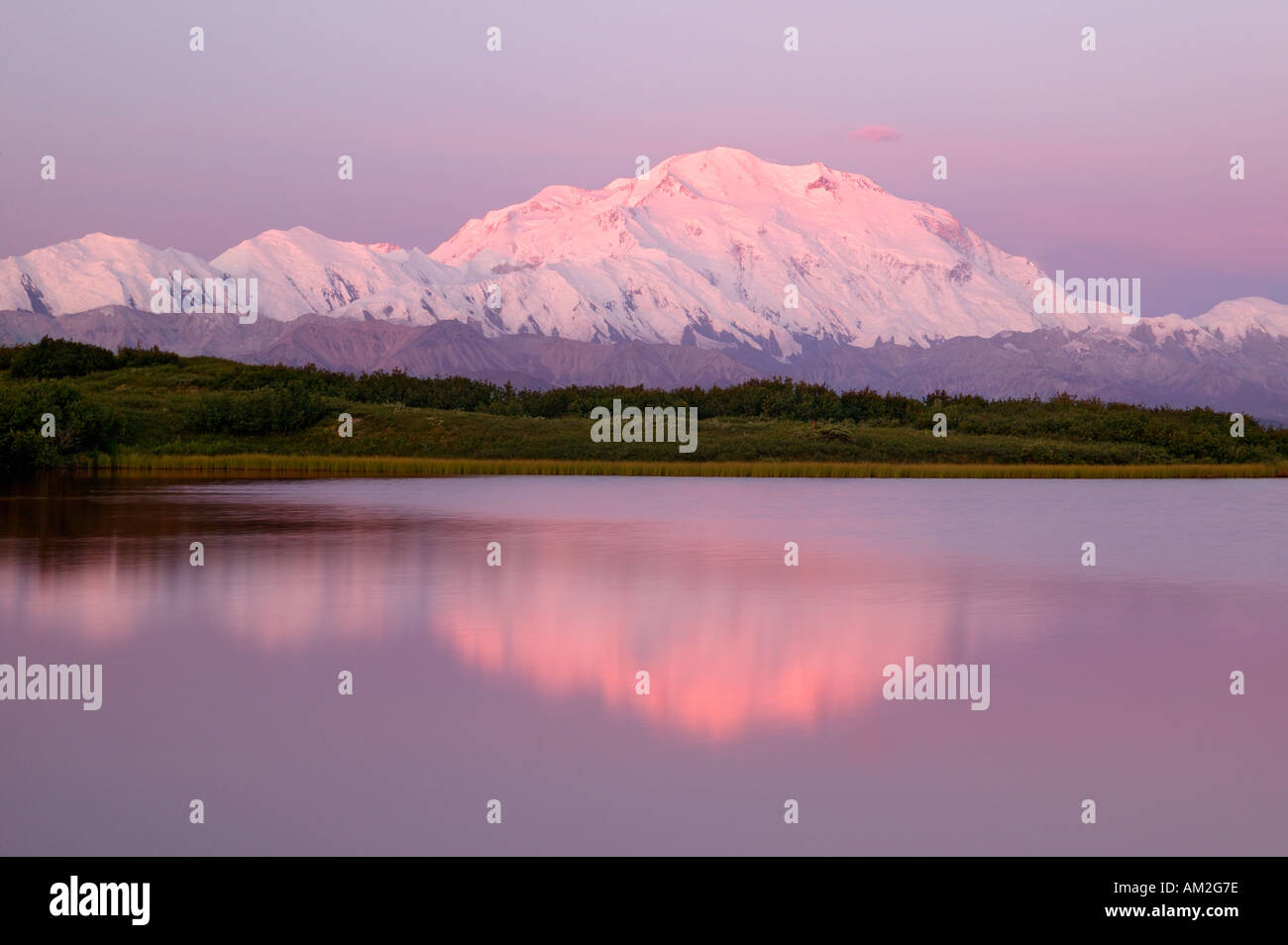 Mt McKinley from Reflection Pond Denali National Park Alaska Stock ...