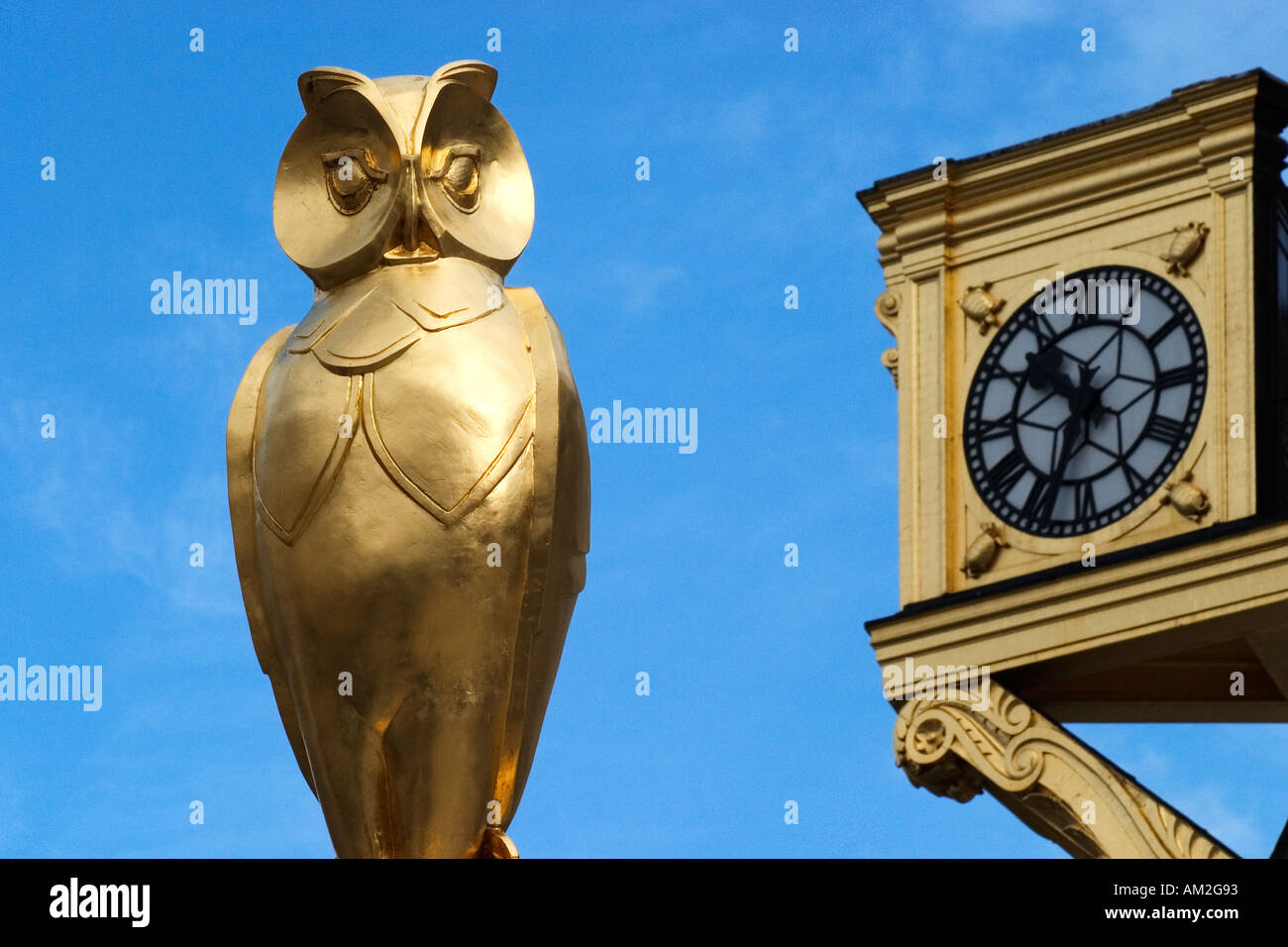 Leeds Owl and Clock at The Civic Hall in Millennium Square Leeds West ...