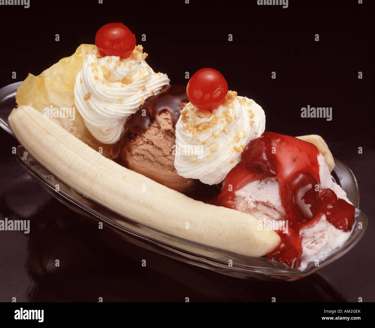 Banana Split Ice Cream Sundae Sprinkles Chocolate Vanilla Strawberry