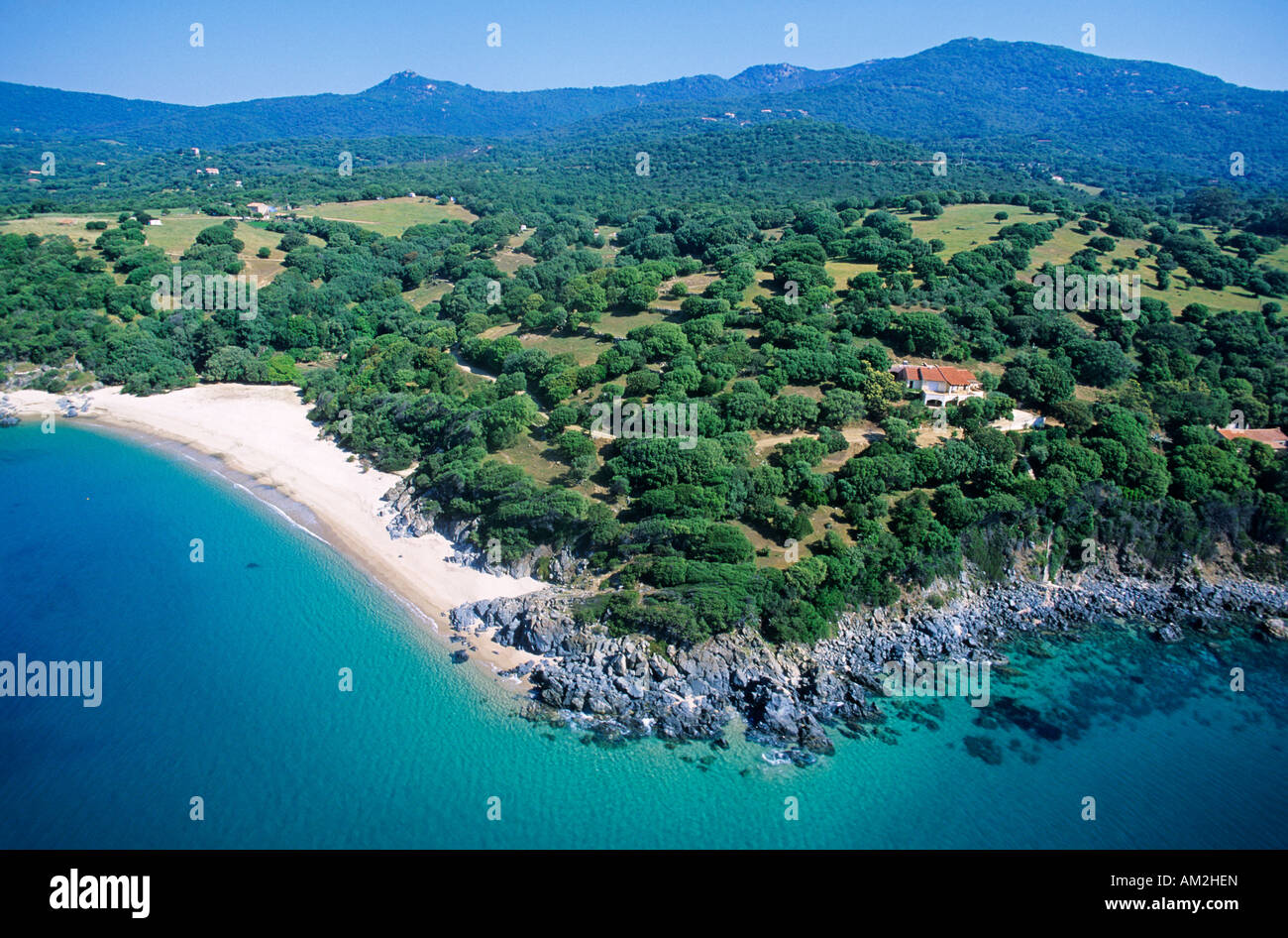 France, Corse, Corse du Sud, Propriano, Tour de la Calanca (aerial view ...