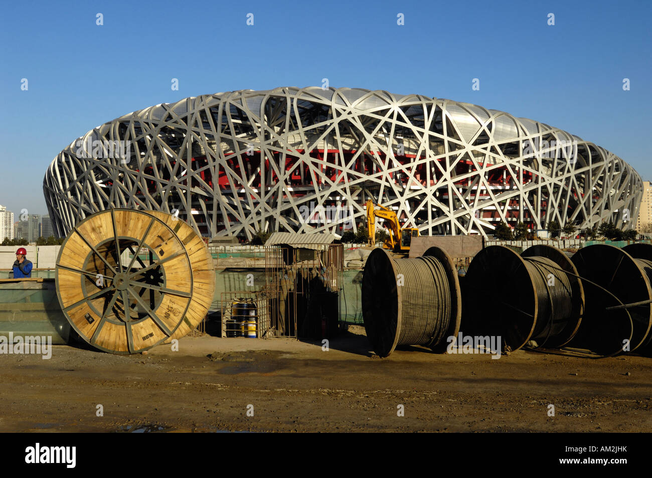 Construction site of the National Stadium known as the Bird Nest for ...